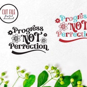 Progress Not Perfection SVG, Retro Cut File, Inspirational Design ...