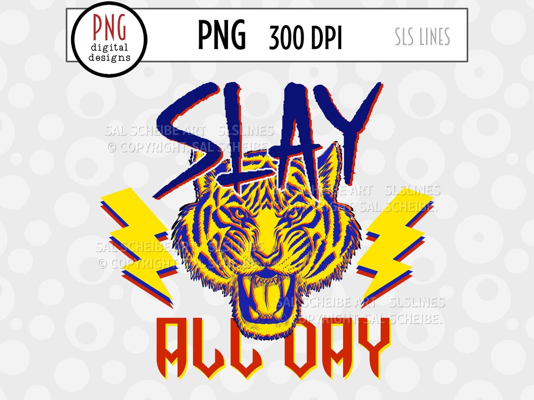 Tiger Sublimation, Slay All Day, 1980s PNG, 80s Style Tiger Design - Etsy