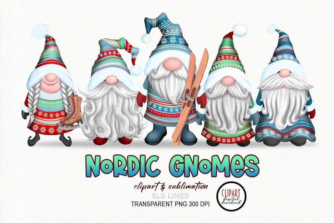 Skiing Gnomes PNG, Winter Nordic Gnome Clipart, Winter Sport Gnome ...