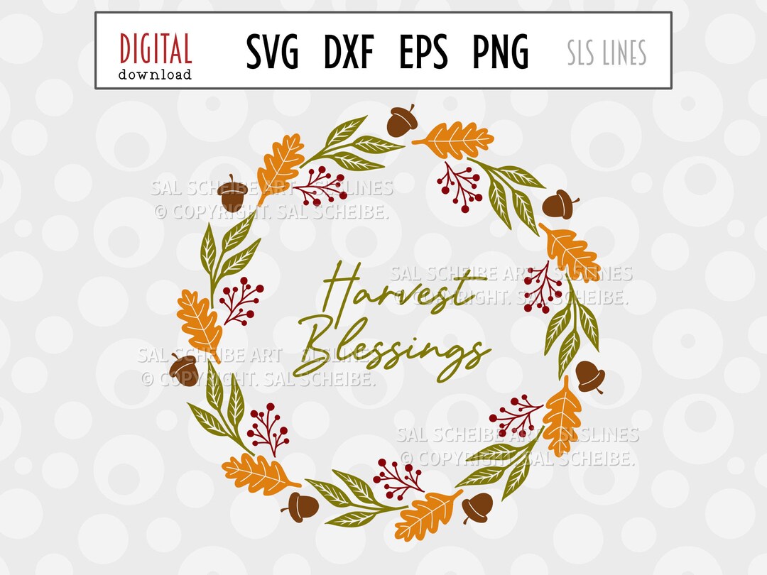 Autumn Wreath SVG Fall Wreath Cut File Harvest Blessings - Etsy