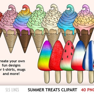 Ice Cream & Summer Treats Clipart - Ice Cream Cone Illustrations - Food ...