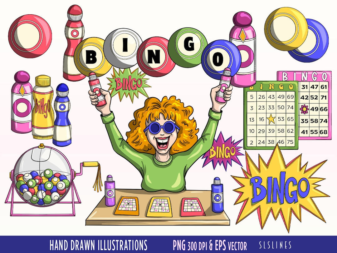 Bingo Clipart, Game Night Graphics, Commercial Use PNG & Vector, Bingo ...