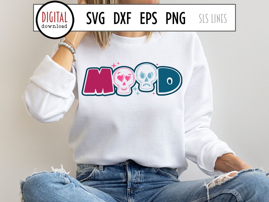 Mood SVG, Cute Skull SVG, Retro Skeletons, Emotions SVG, Goth Girl Png ...