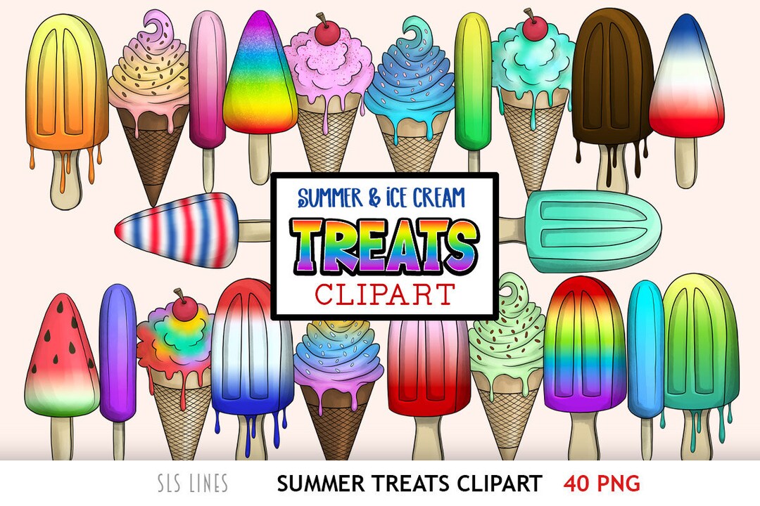 Ice Cream & Summer Treats Clipart - Ice Cream Cone Illustrations - Food ...