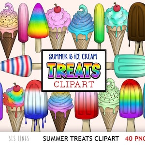 Ice Cream & Summer Treats Clipart - Ice Cream Cone Illustrations - Food ...