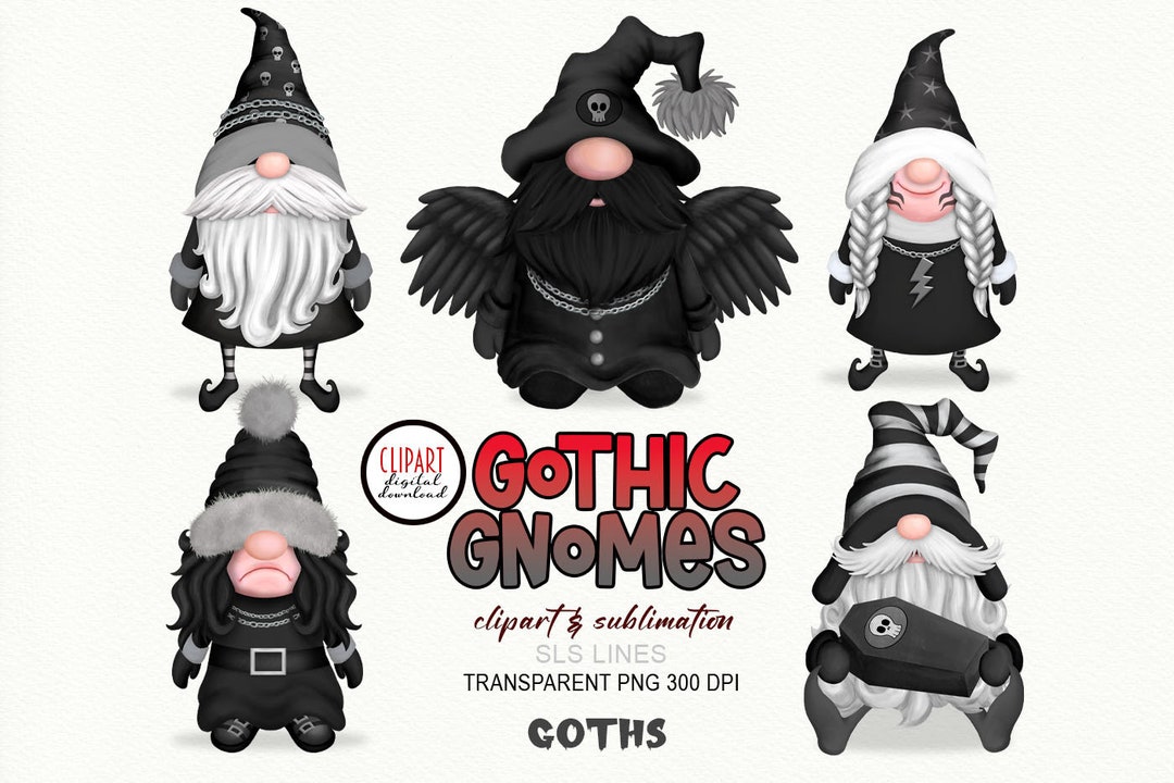 Gothic Gnome Clipart Goth Gnomes PNG Sublimation Elements - Etsy