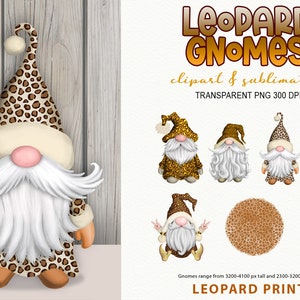 Leopard Print Gnome Clipart Animal Print Gnomes PNG | Etsy