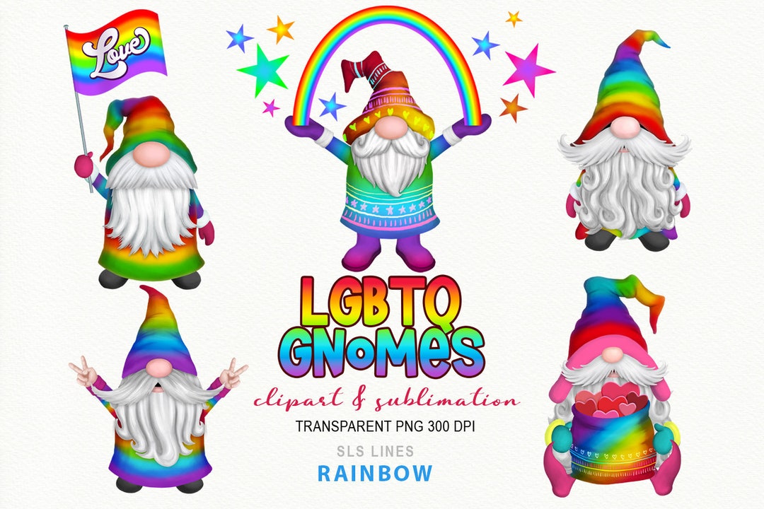 Gnome Clipart, LGBT Gnomes, Rainbow Gnomes PNG, Pride Day Gnome, LGBTQ ...