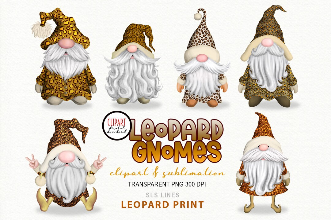 Leopard Print Gnome Clipart Animal Print Gnomes PNG - Etsy