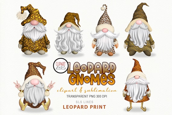 Leopard Print Gnome Clipart Animal Print Gnomes PNG | Etsy