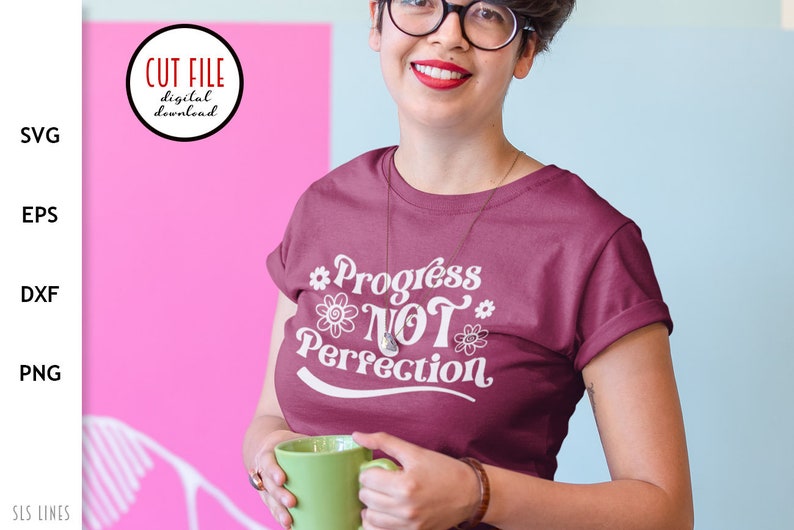 Progress Not Perfection SVG Retro Cut File Inspirational - Etsy