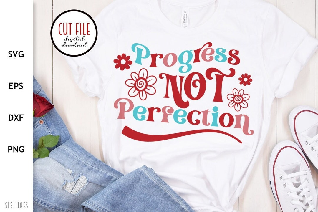 Progress Not Perfection SVG Retro Cut File Inspirational - Etsy