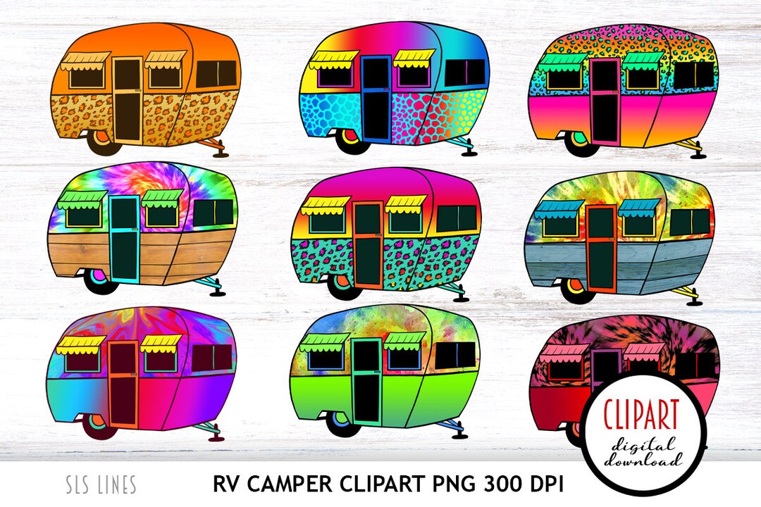 RV Camper Clipart Retro Camper PNG Camping Clipart - Etsy