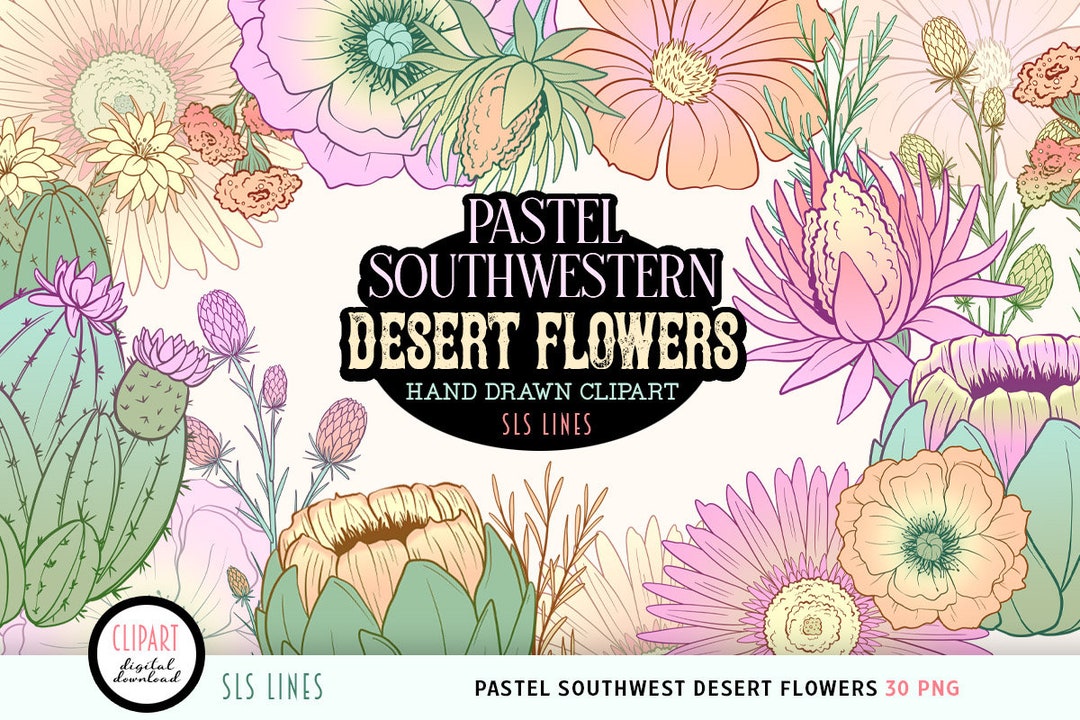 Southwestern Flower Clipart, Desert Flowers PNG, Cactus Clipart, Cacti ...