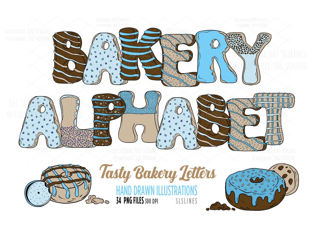 Donut & Bakery Alphabet Letters Clipart, Alpha Doodle PNG, Letras de ...