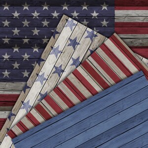 USA Digital Paper Set, Stars and Stripes Red White and Blue American ...