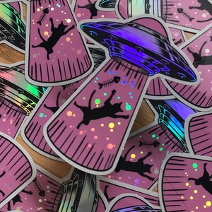 Flailing Cat / UFO Abduction Sticker Holographic Decal Graffiti - Etsy