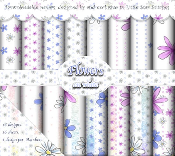 White Flower Papers digital papers ideal for card making | Etsy