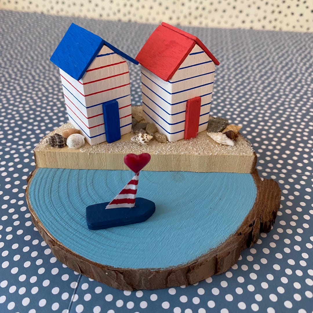Mini Wooden Beach Huts Boat Seaside Ornament Nautical Home Decor Shell ...