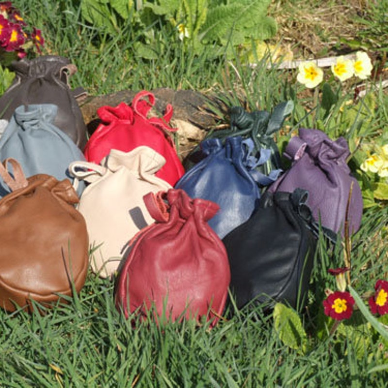 Leather Drawstring Pouch - Etsy