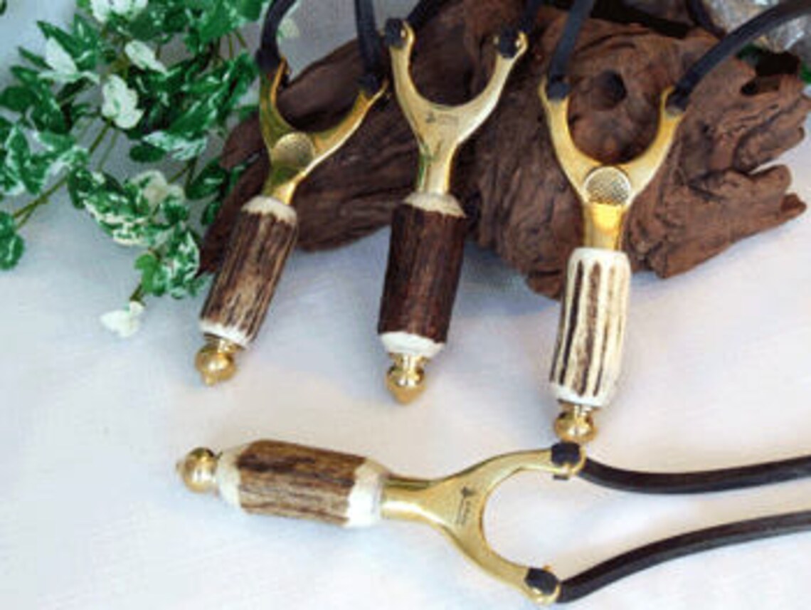 Brass Catapult With Antler Handle, Hunting, Camping, Outdoorsman ...