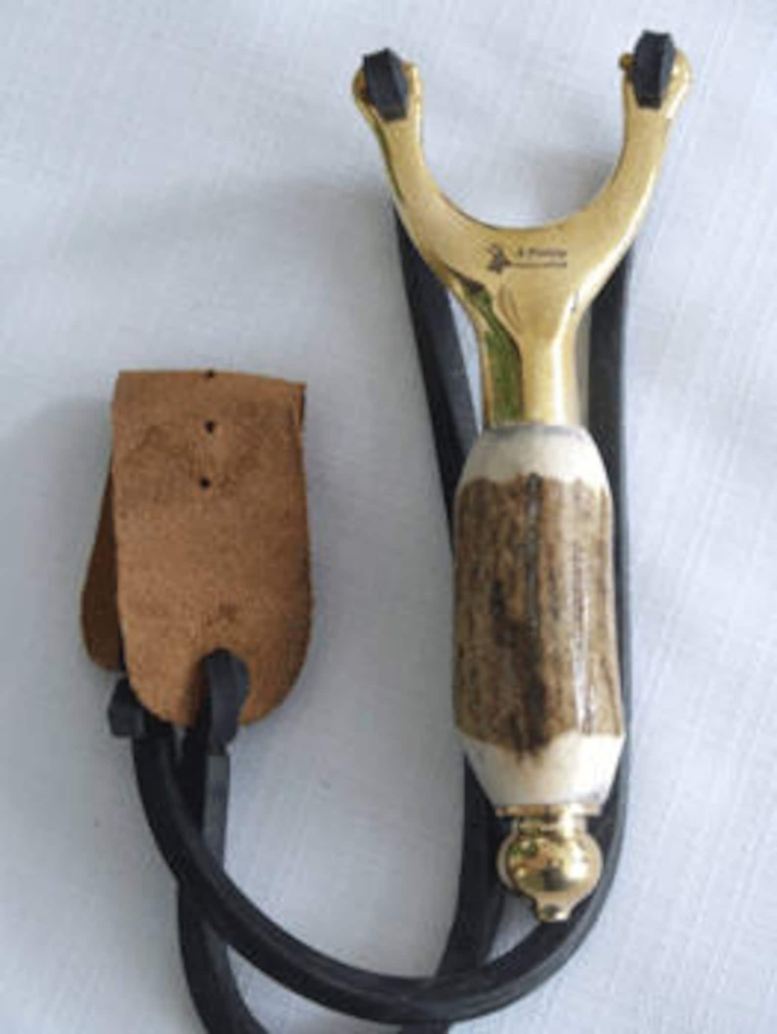 Brass Catapult With Antler Handle, Hunting, Camping, Outdoorsman ...