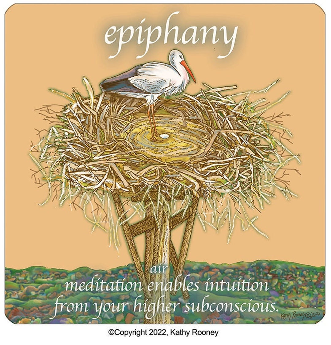 Meditation Wall Art; Stork Nest; Epiphany, Spiritual Poster; Cosmic Art ...