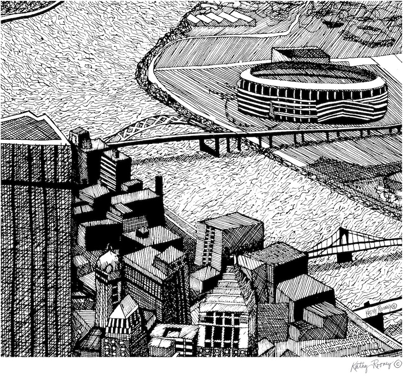 FREE SHIPPING. Pittsburgh Three Rivers Stadium, Cityscape Print in 2 ...