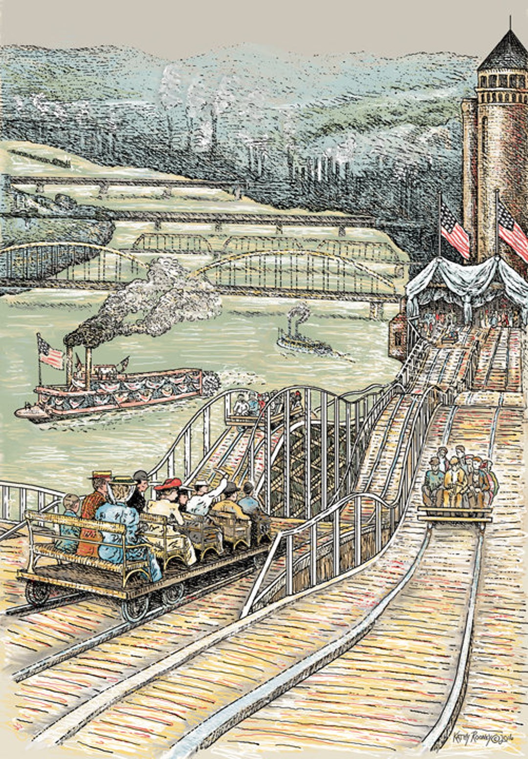 FREE SHIPPING. Pittsburgh Historic Switchback Railway, 1895, at ,The ...