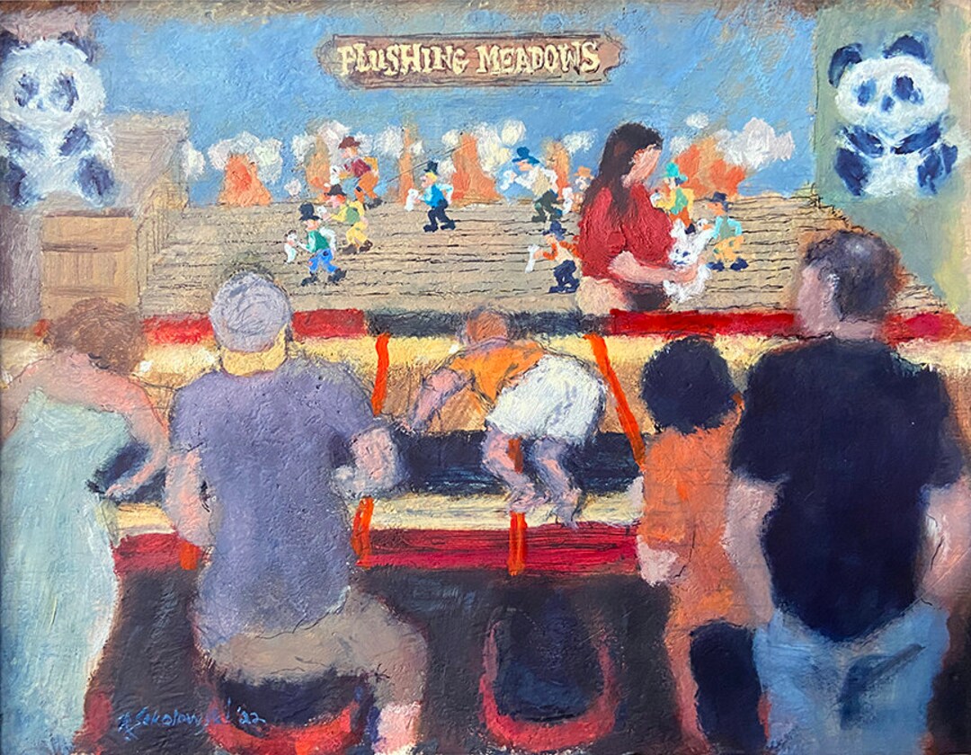 Hilarious Oil Painting, Flushing Meadows Arcade Game, Custom Framed ...