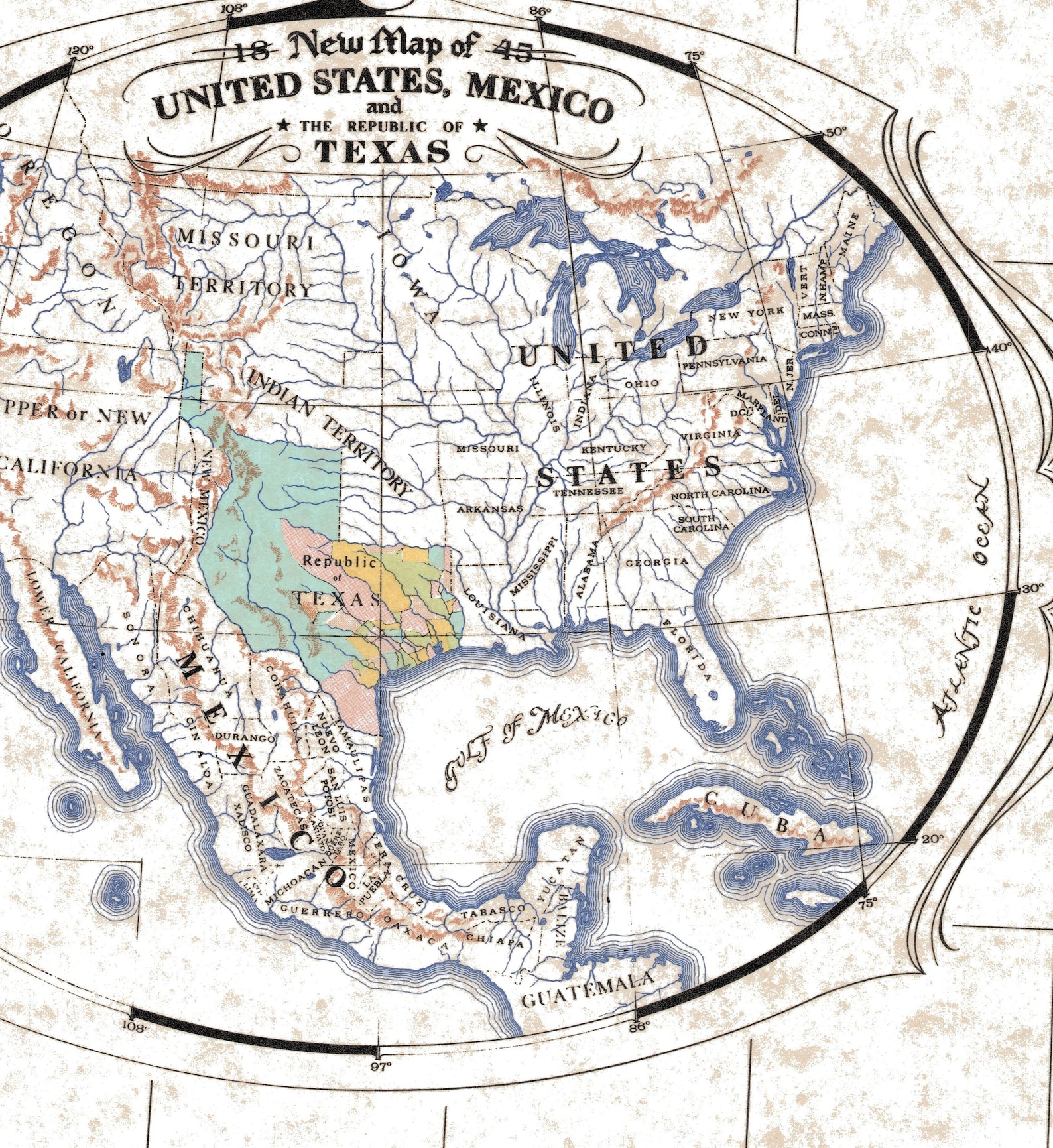 The Republic of Texas 1845 - Etsy