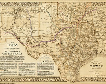 The Great Lonesome Dove Comanche Moon Trails Map Print - Etsy