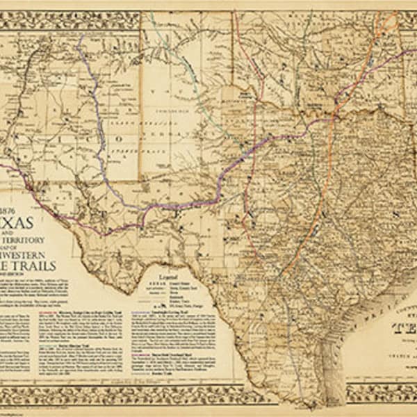 Texas Cattle Drive Map - Etsy