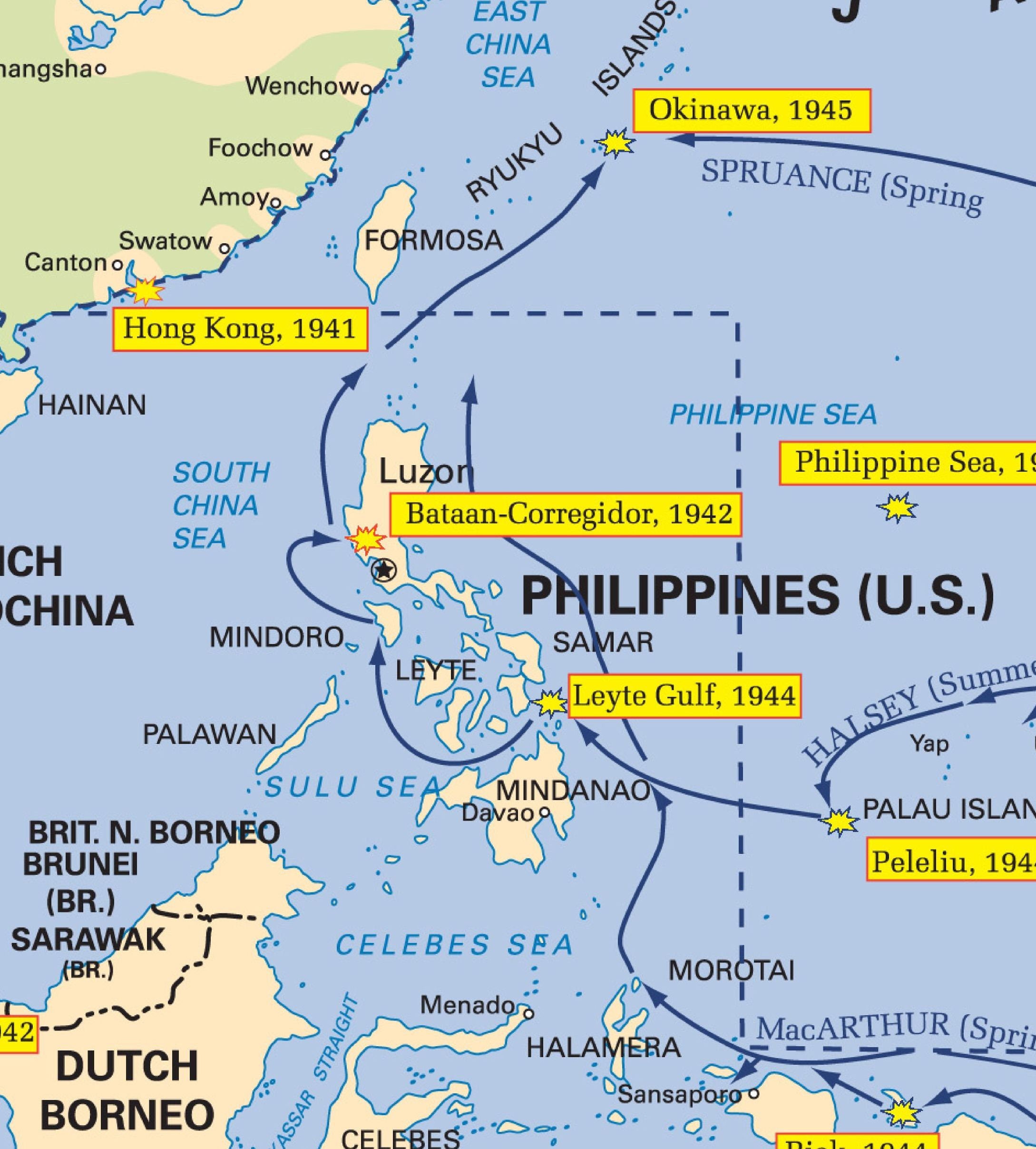 World War II Map of the Pacific Theater, 1941-1945 - Etsy