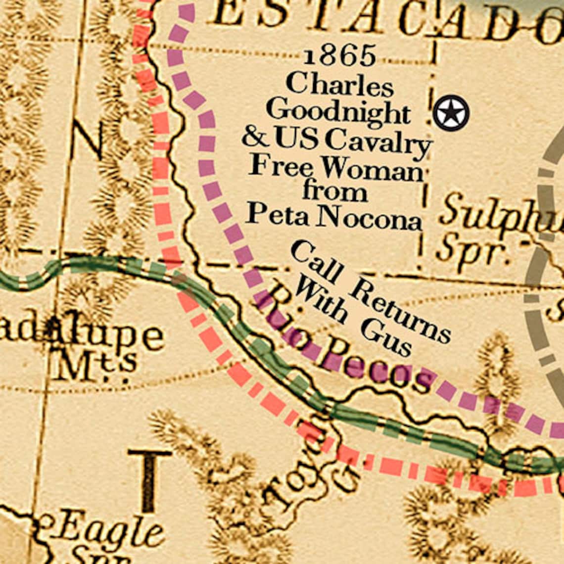 The Great Lonesome Dove Comanche Moon Trails Map Print - Etsy