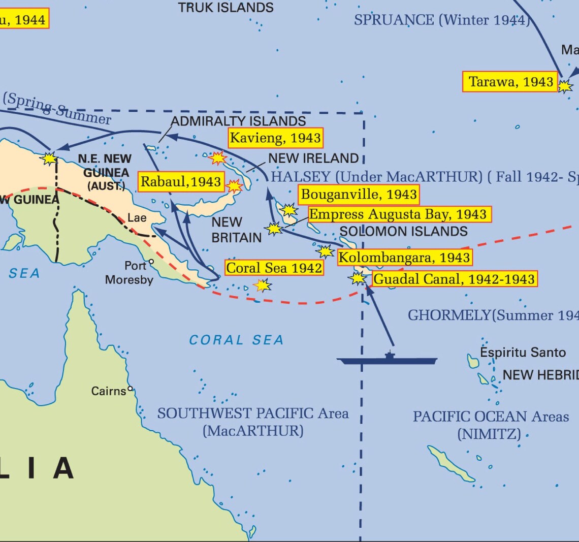 World War II Map Of The Pacific Theater 1941 1945 Etsy