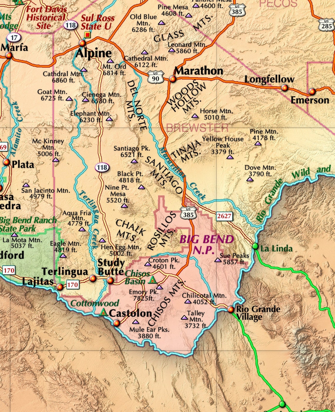 Texas Decorative Wall Map - Paper - 39" W X 36" H - Etsy