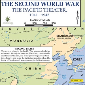 World War II Map of the Pacific Theater, 1941-1945 - Etsy