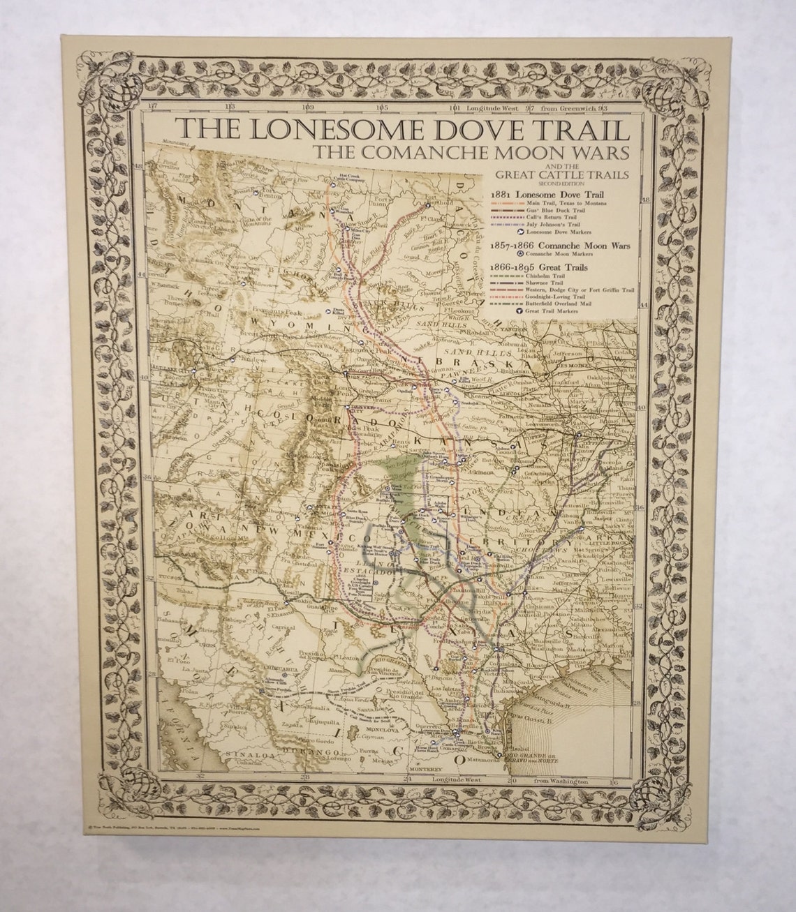 The Great Lonesome Dove Comanche Moon Trails Map Canvas - Etsy