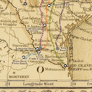 The Great Lonesome Dove ~ Comanche Moon Trails Map Print - Etsy