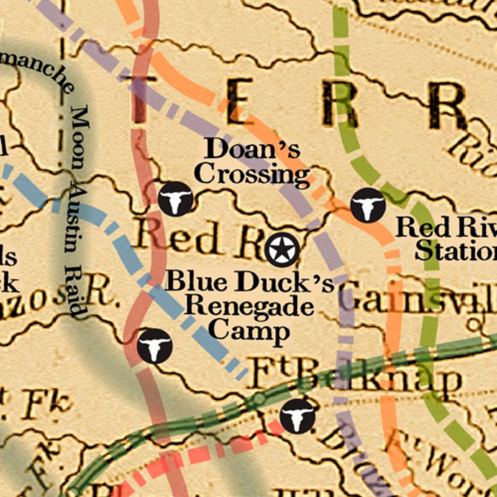 The Great Lonesome Dove ~ Comanche Moon Trails Map Print - Etsy