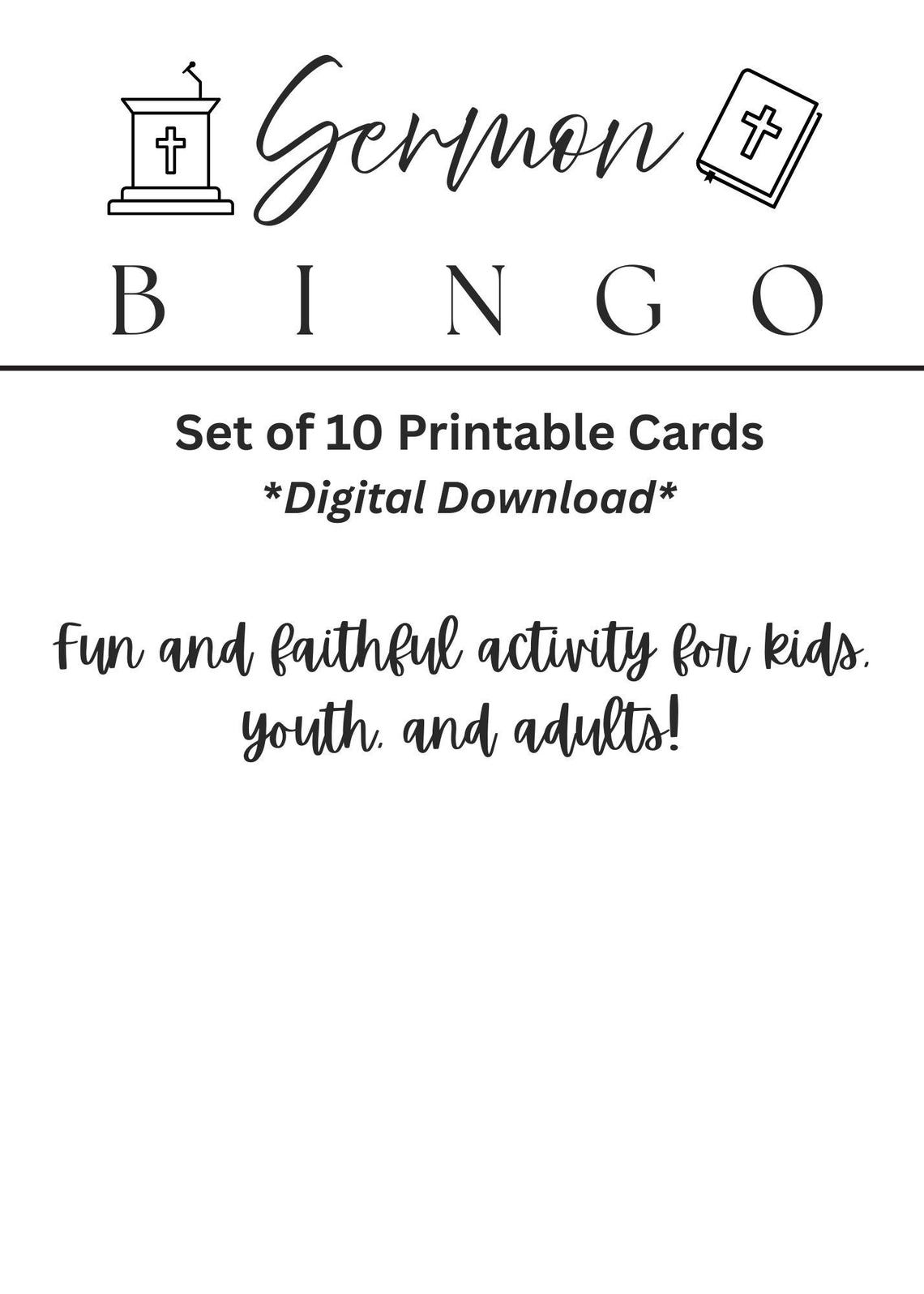 Church Sermon Bingo - Etsy