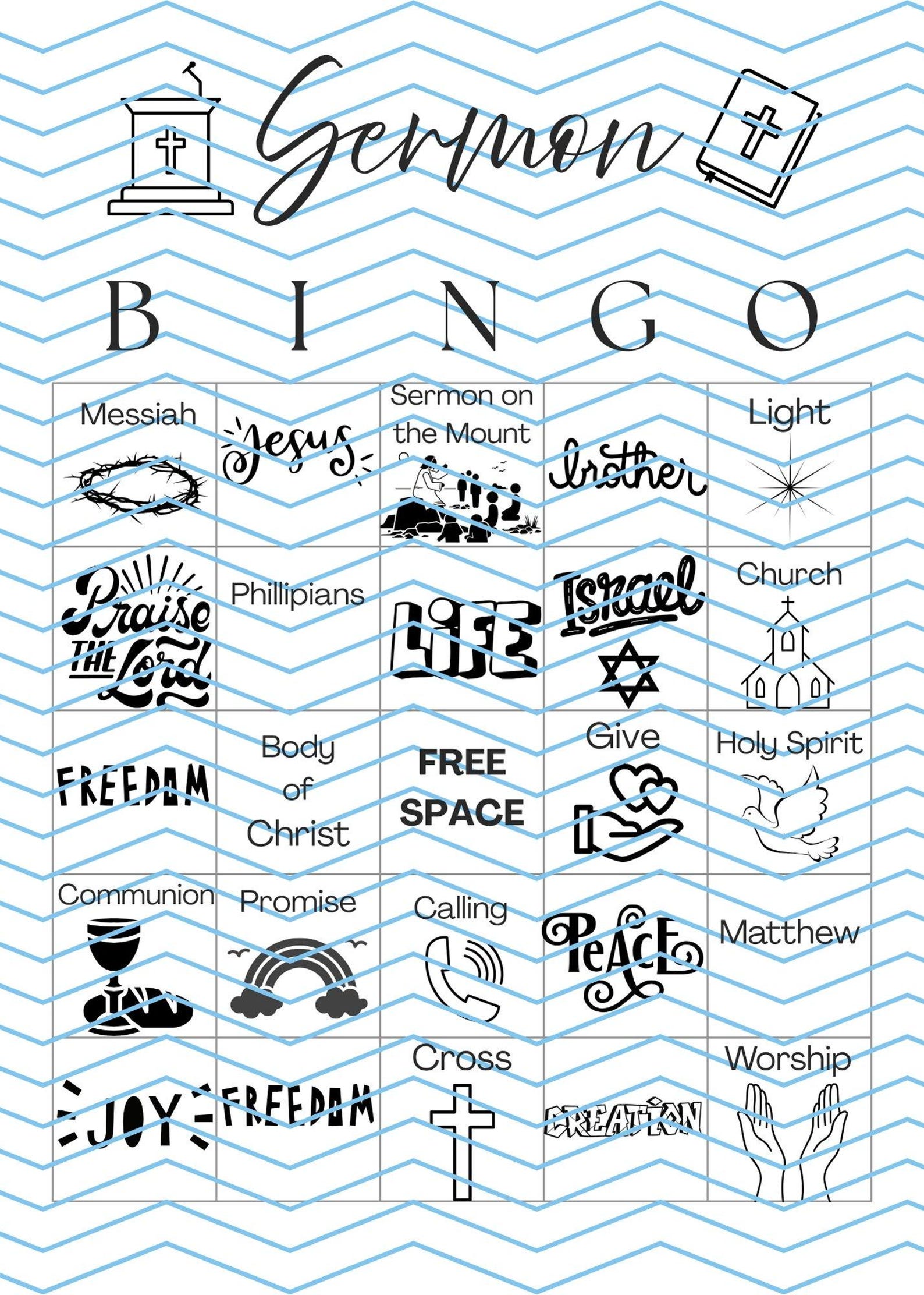 Church Sermon Bingo - Etsy