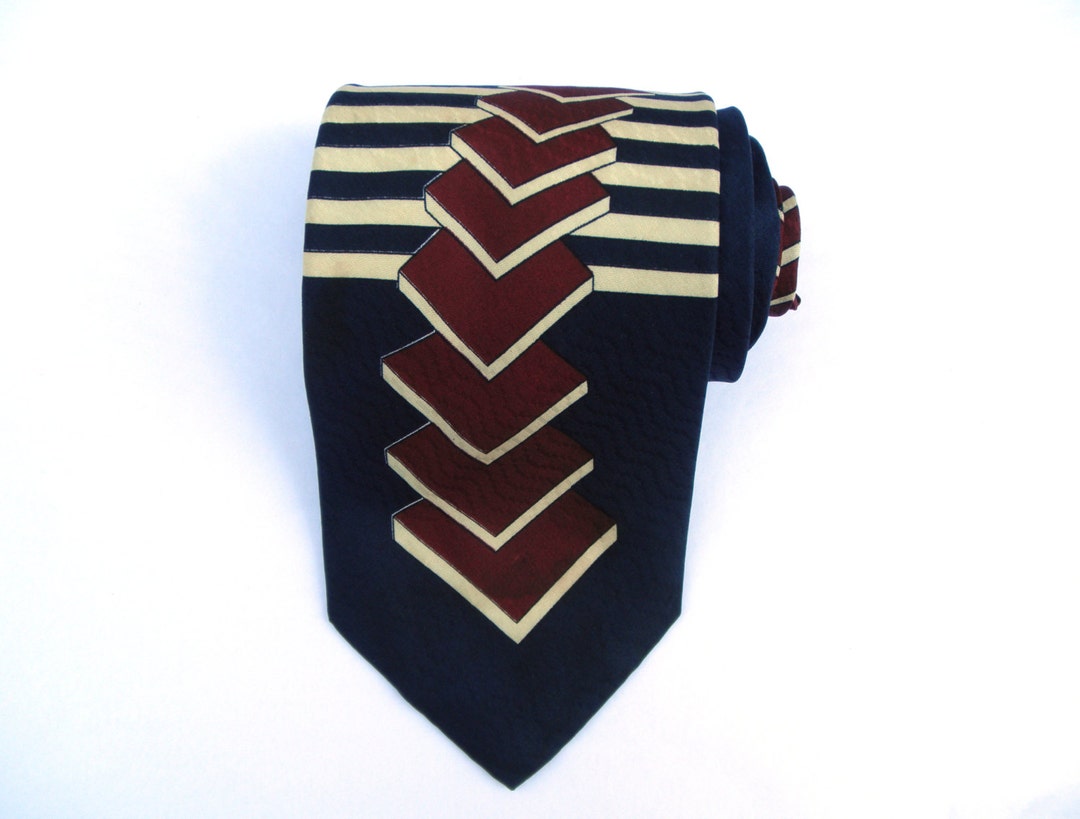 1950s miles Block and Stripe Necktie - Etsy