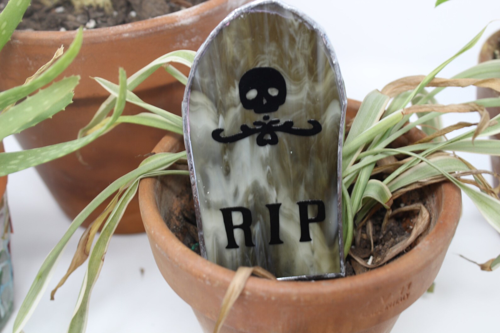 Staind Glass Tombstone RIP Plant Stake | Etsy