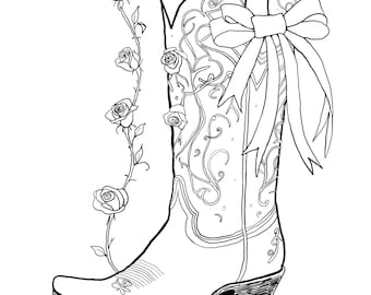 coloring pages cowgirl boots