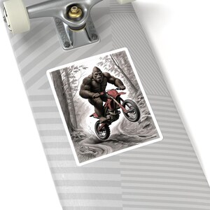Funny Bigfoot Riding Dirt Bike Kiss-cut Stickers, Sasquatch Decal ...