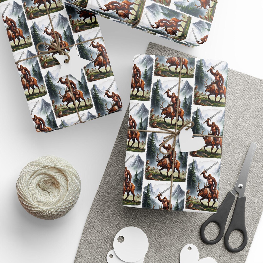 Big Foot Wrapping Papers, Sasquatch Gift Wrap, Funny Holiday Present ...