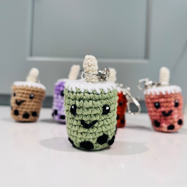 Boba Amigurumi Keychains milk Tea Thai Tea Taro Milk Tea - Etsy