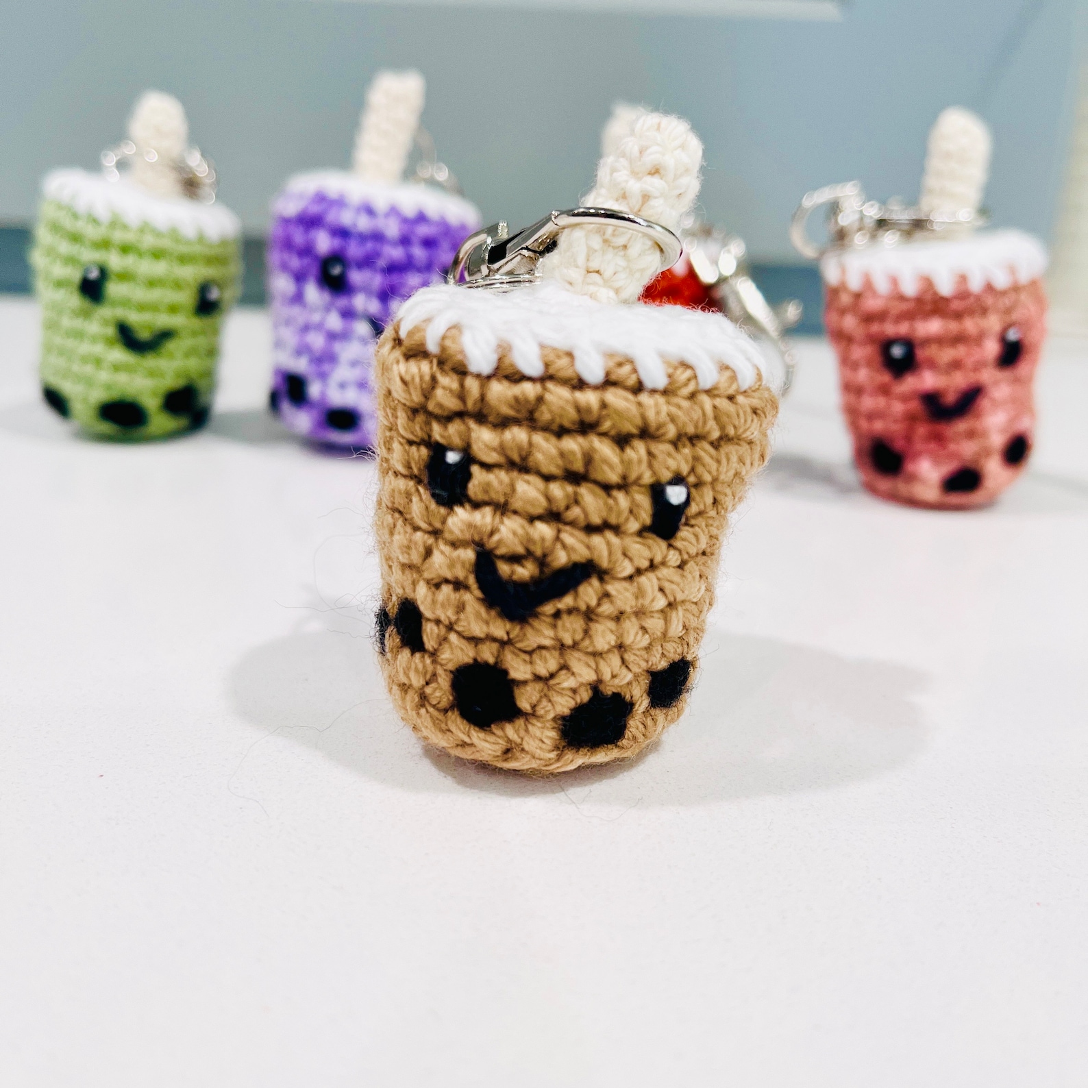 Boba Amigurumi Keychains milk Tea Thai Tea Taro Milk Tea - Etsy